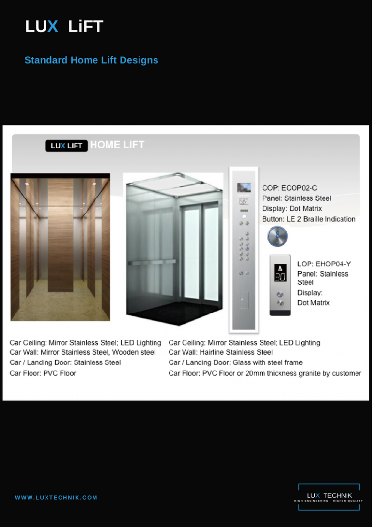 The LUXLiFT Standard Specification – Lux Technik WLL